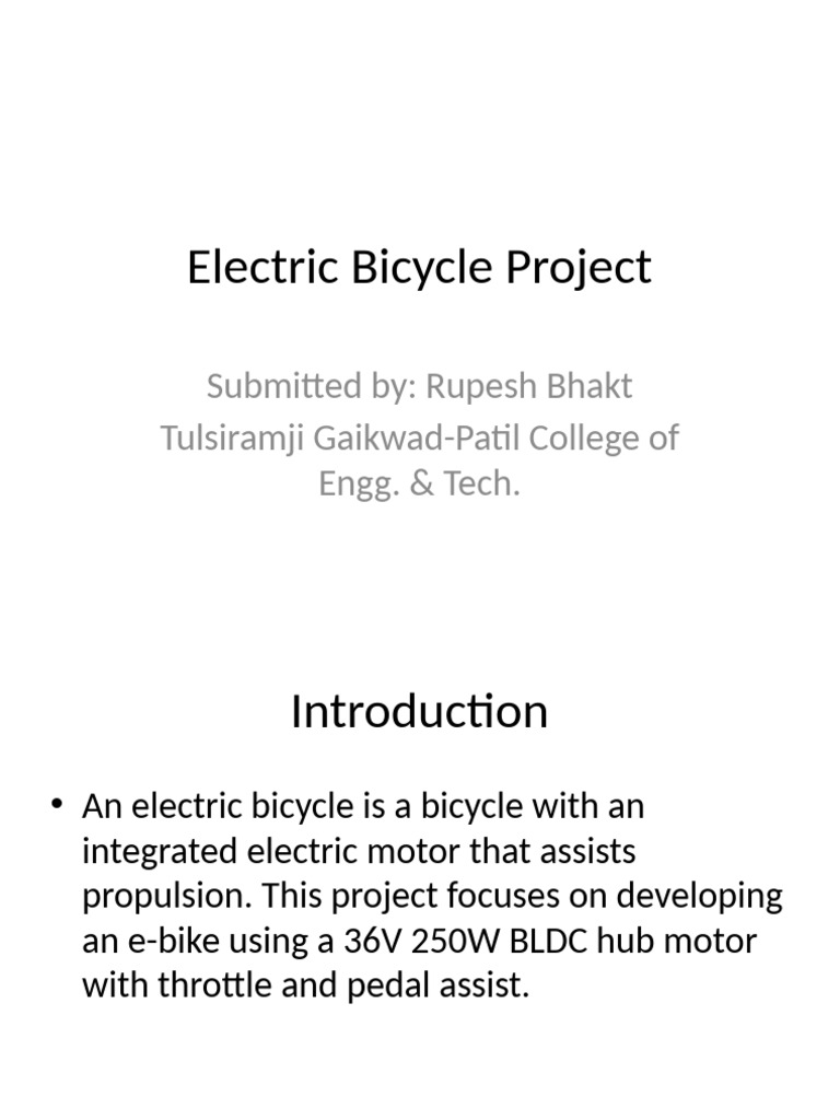 Electric Bicycle Project | PDF
