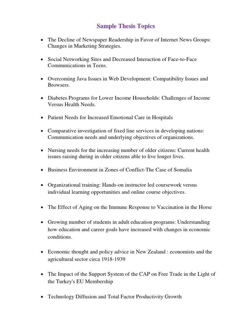 Sample Thesis Topics | PDF