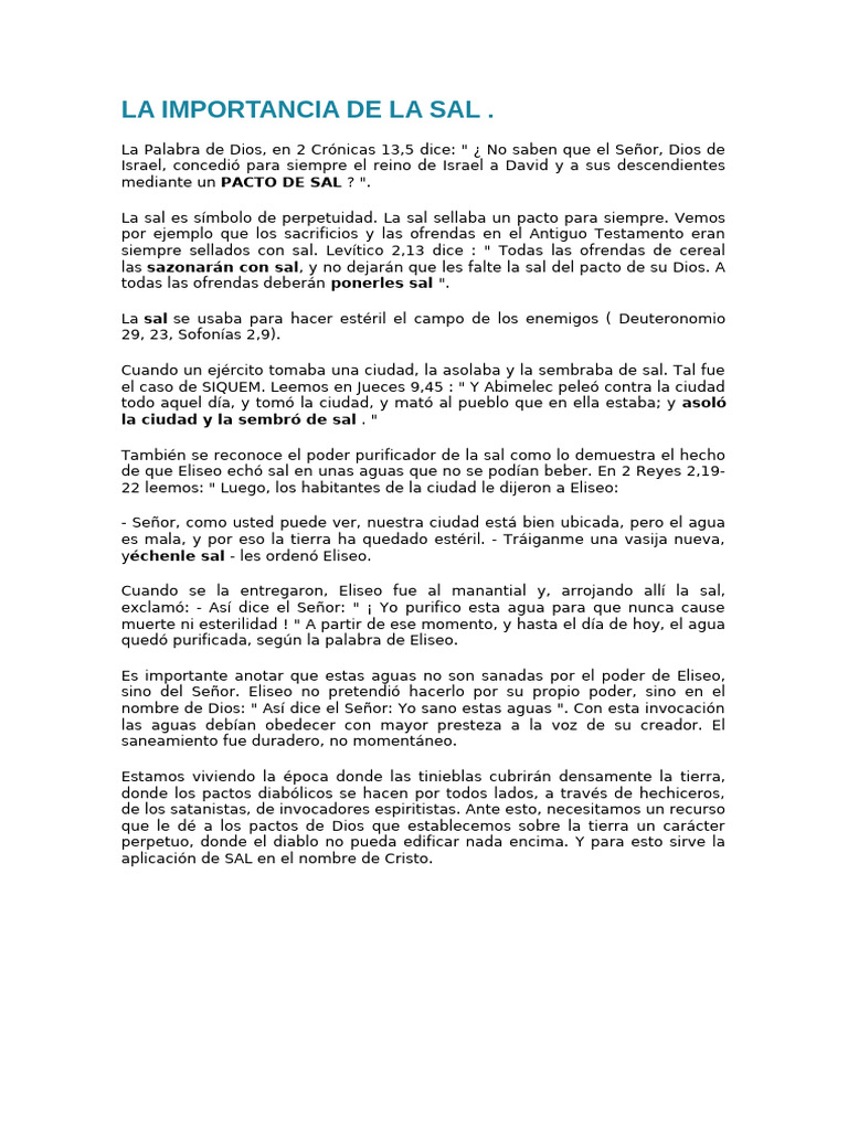 La Importancia de La Sal | PDF