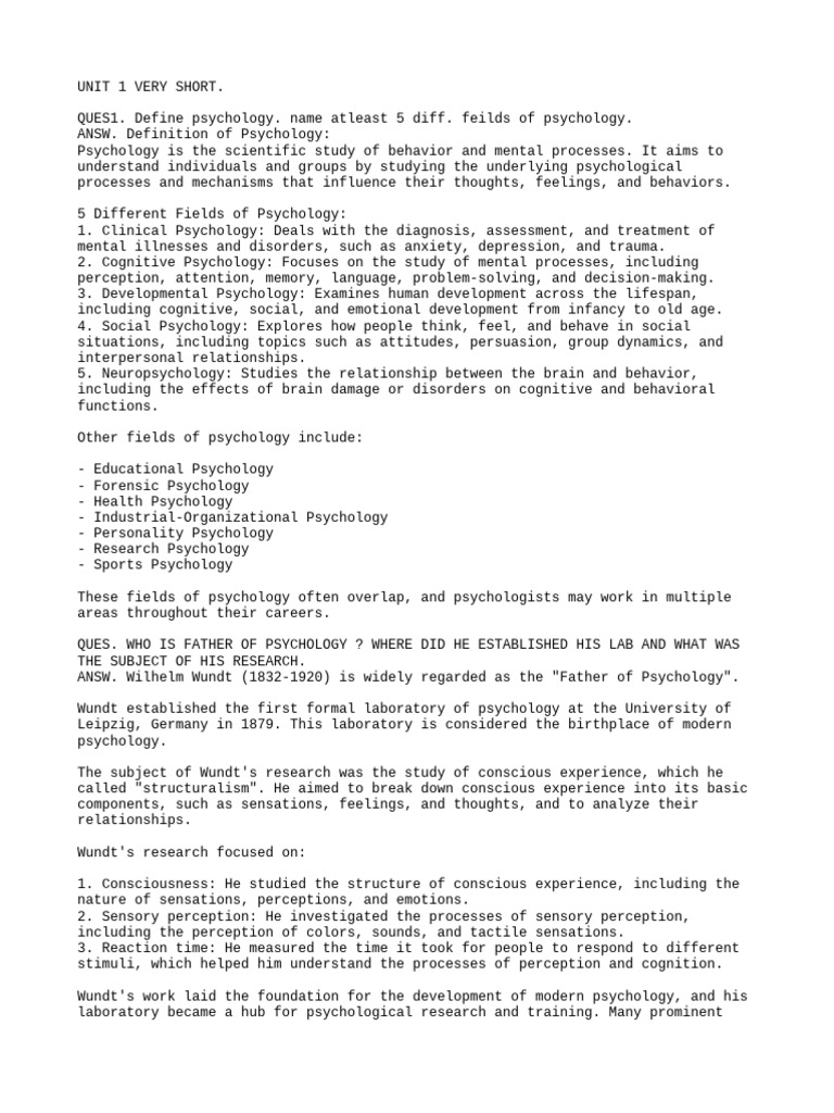 Applied Psy Unit I and Iind. | PDF | Neuron | Central Nervous System