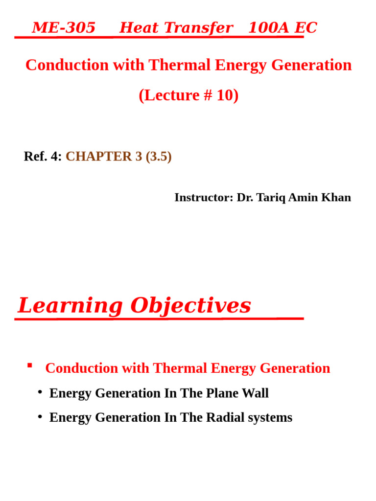 Lec - 10 - Conduction With Energy Generation | PDF | Heat | Thermal ...