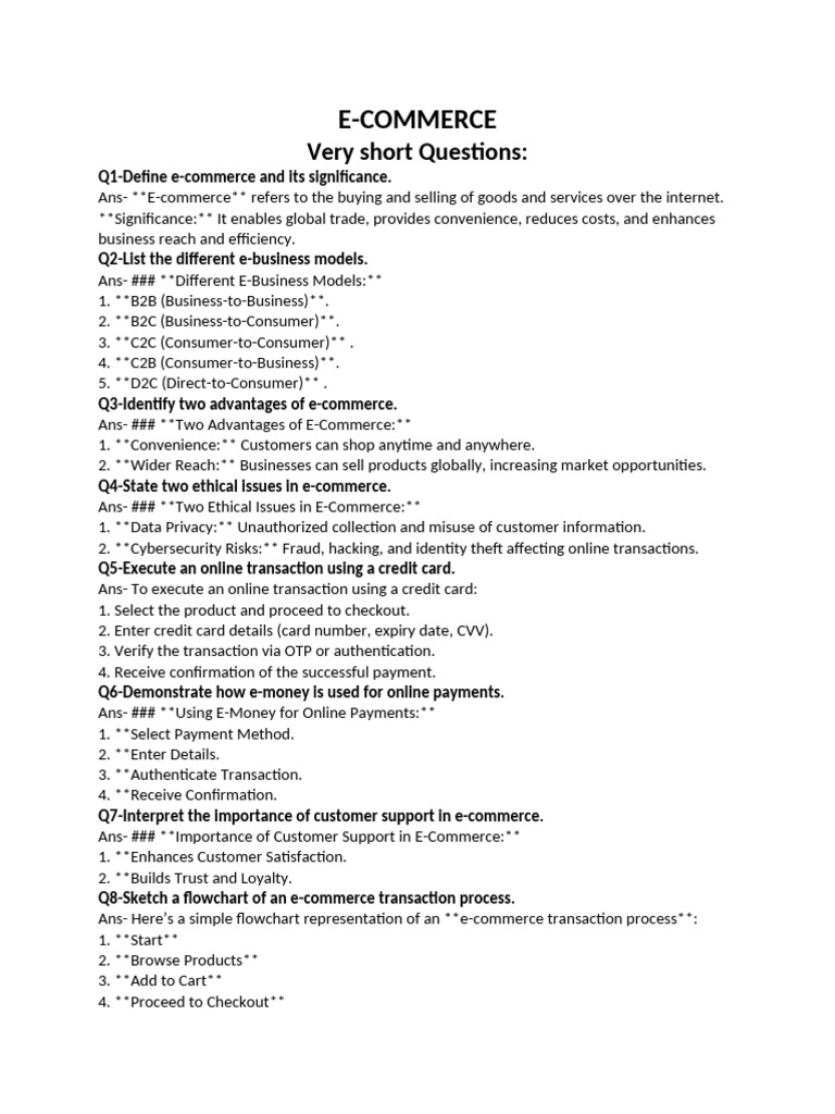 E-Commerce Question Bank Solved | PDF | E Commerce | Computer Security