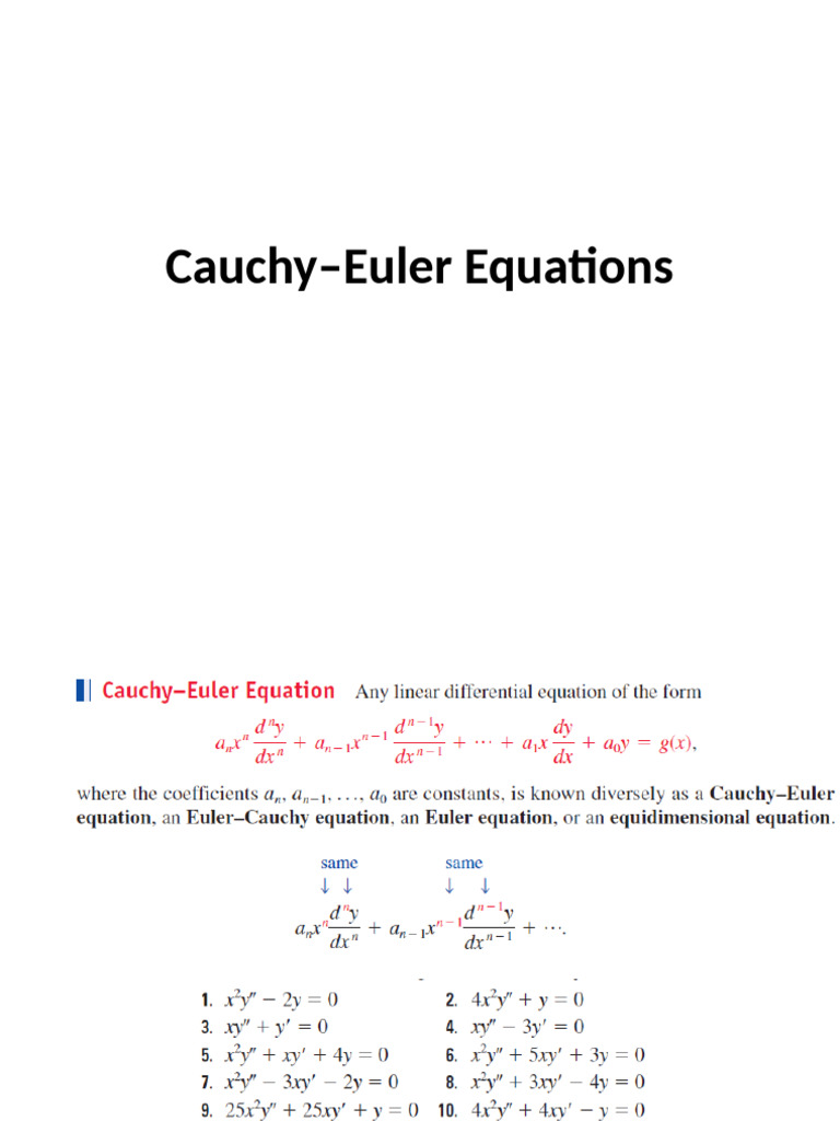 Cauchy Euler Eq | PDF