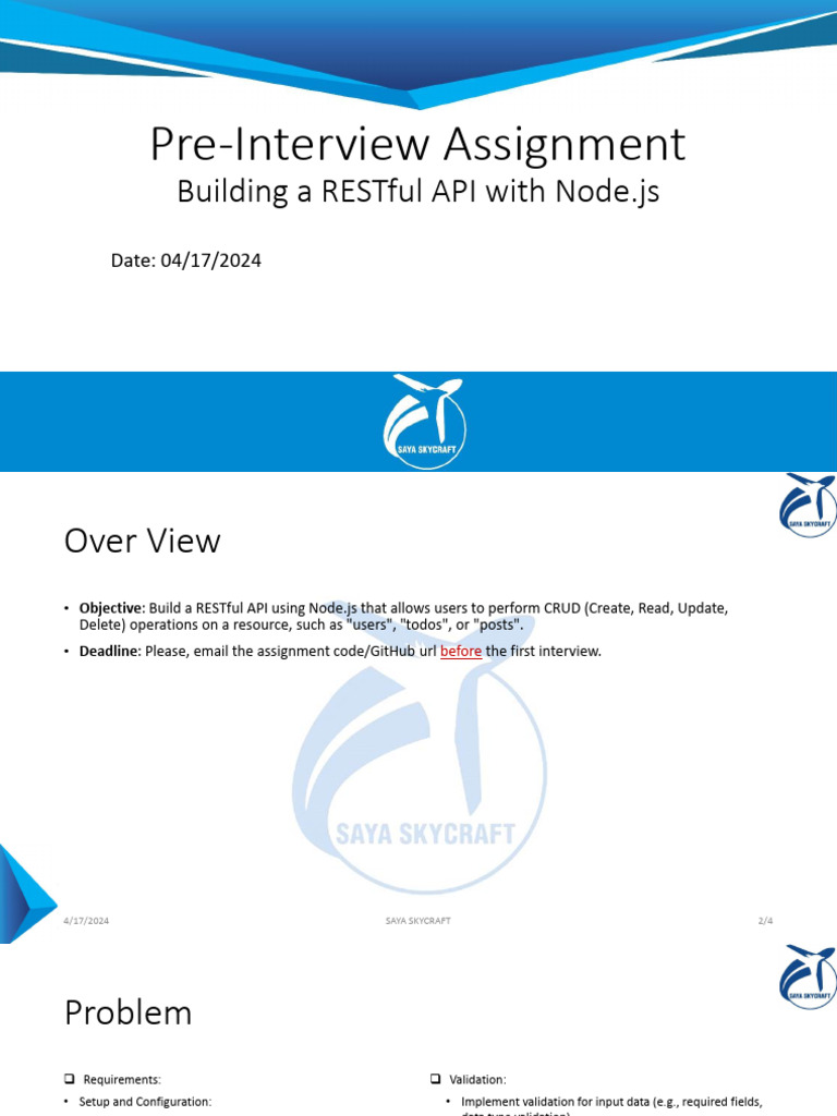 Other PreInterview NodeJS Assignment HM | PDF | Software | Computing
