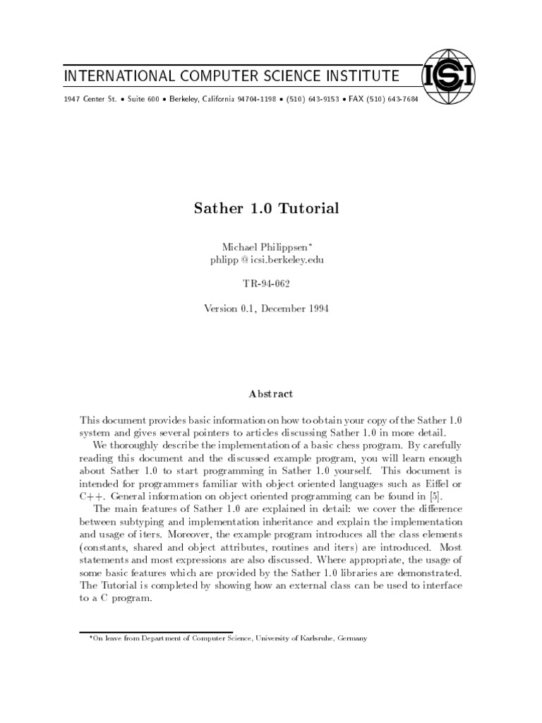Sather 1.0 Tutorial | PDF | Data Type | Parameter (Computer Programming)