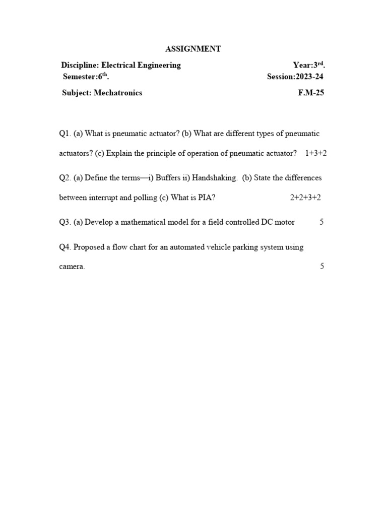 Assignment On Mechatronics | PDF