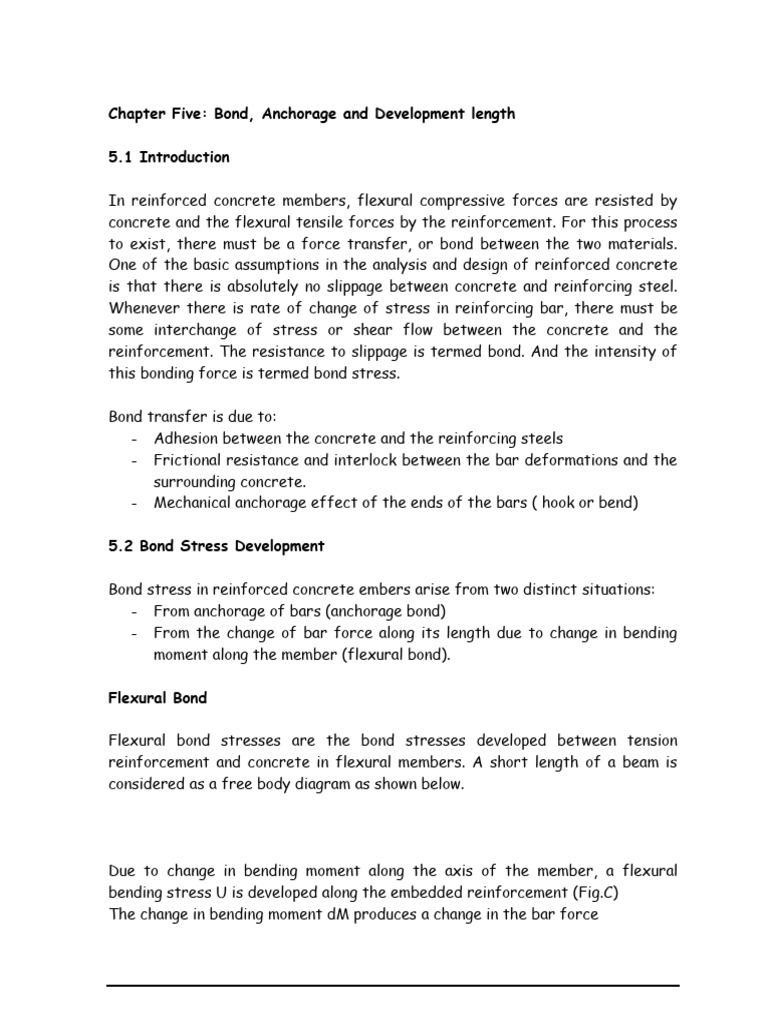 Chapter 5 Bond, Anchorage and Development length | PDF | Bending ...