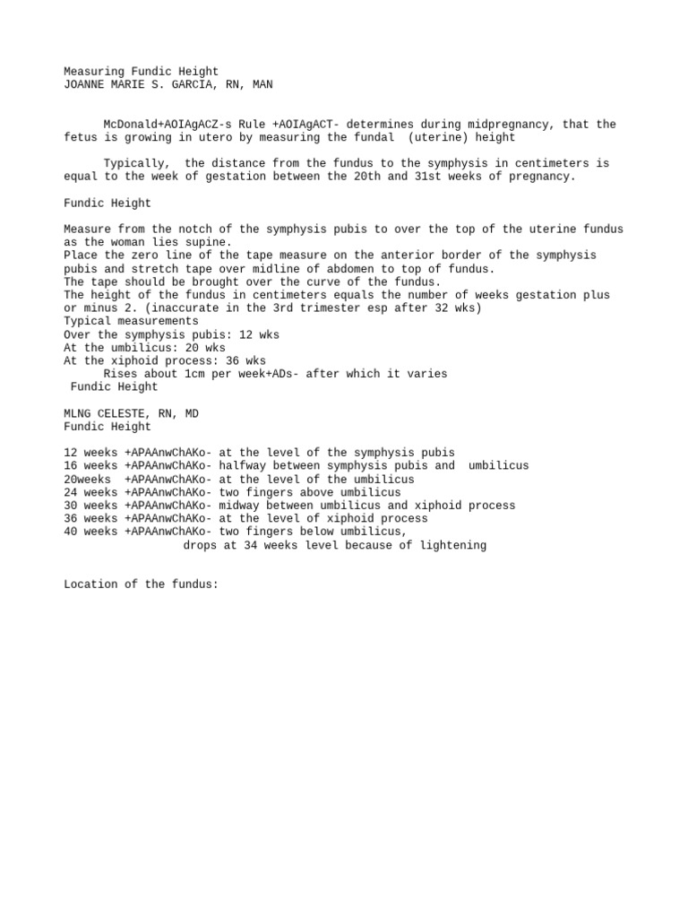 Measuring Fundal Height | PDF