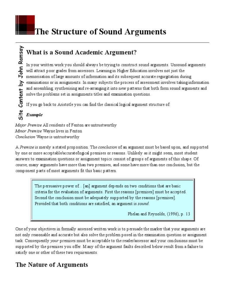 The Structure of Sound Arguments | PDF | Argument | Reason