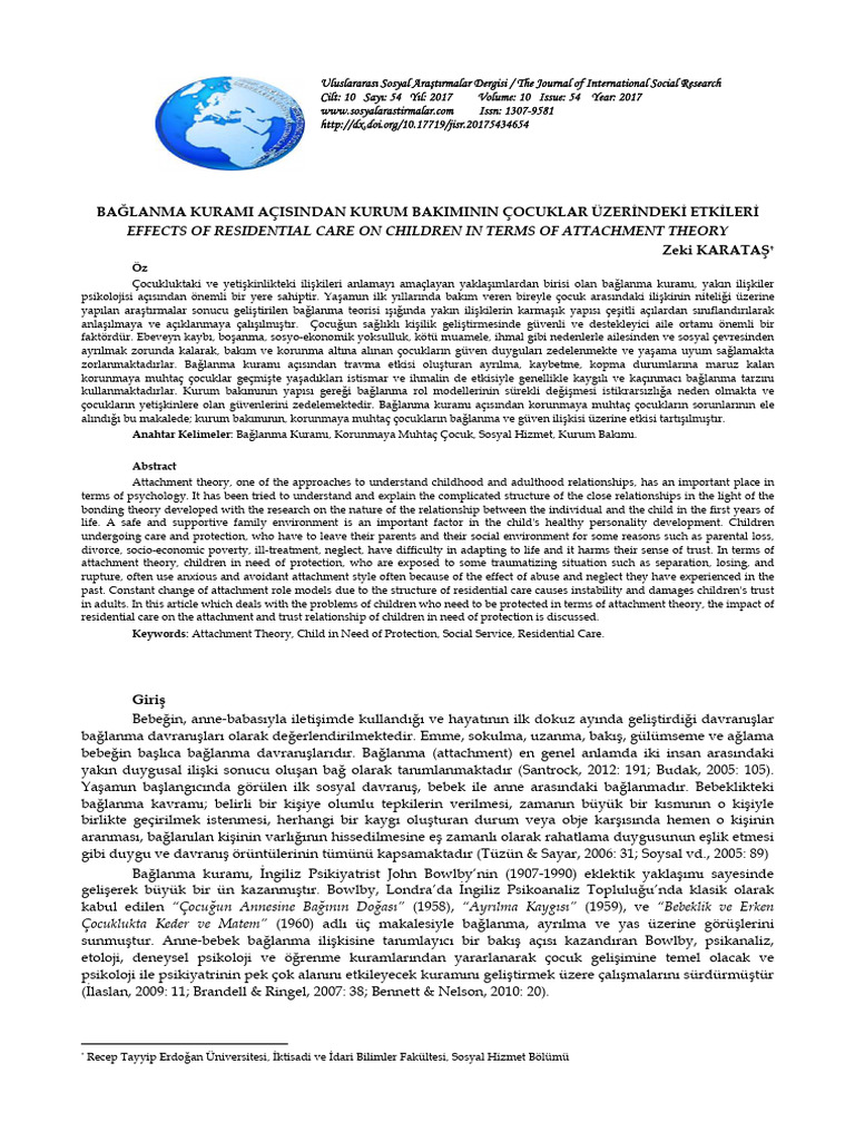 BAGLANMA_KURAMI_ACISINDAN_KURUM_BAKIMININ_COCUKLAR | PDF