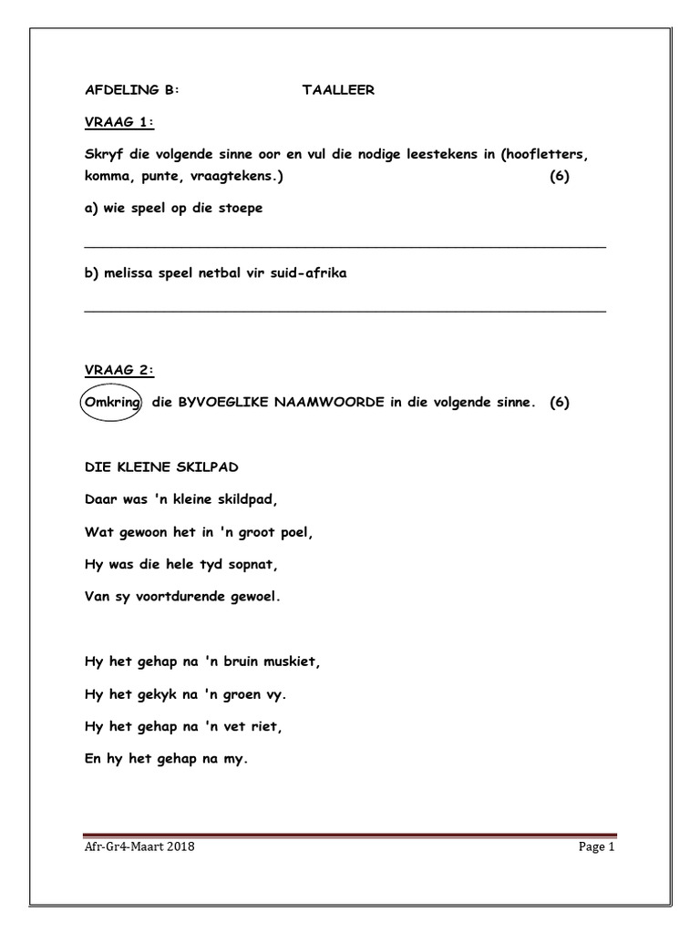 Afr-Gr4-Maart 2018 | PDF