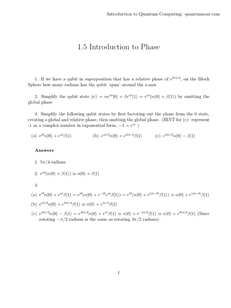 Quantum Computing Phase Introduction | PDF