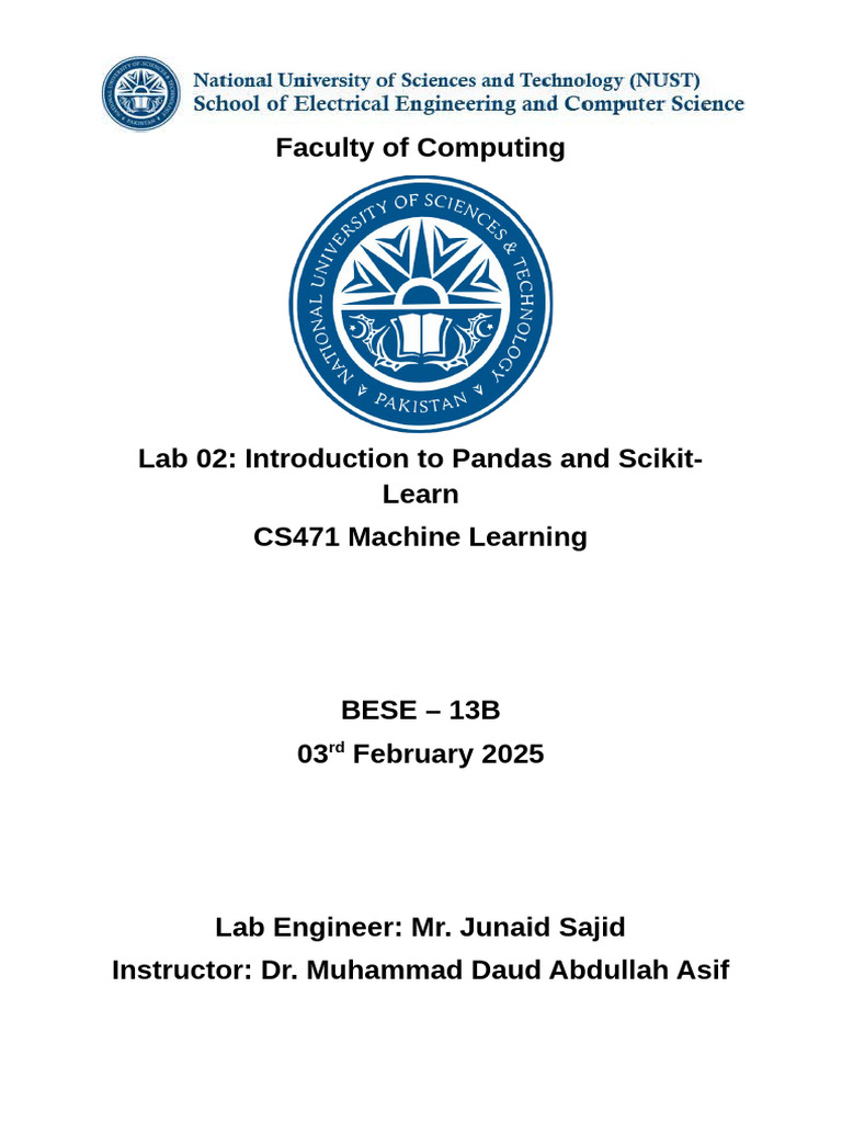 Lab 02 - Introduction To Pandas | PDF | Data Analysis | Statistics