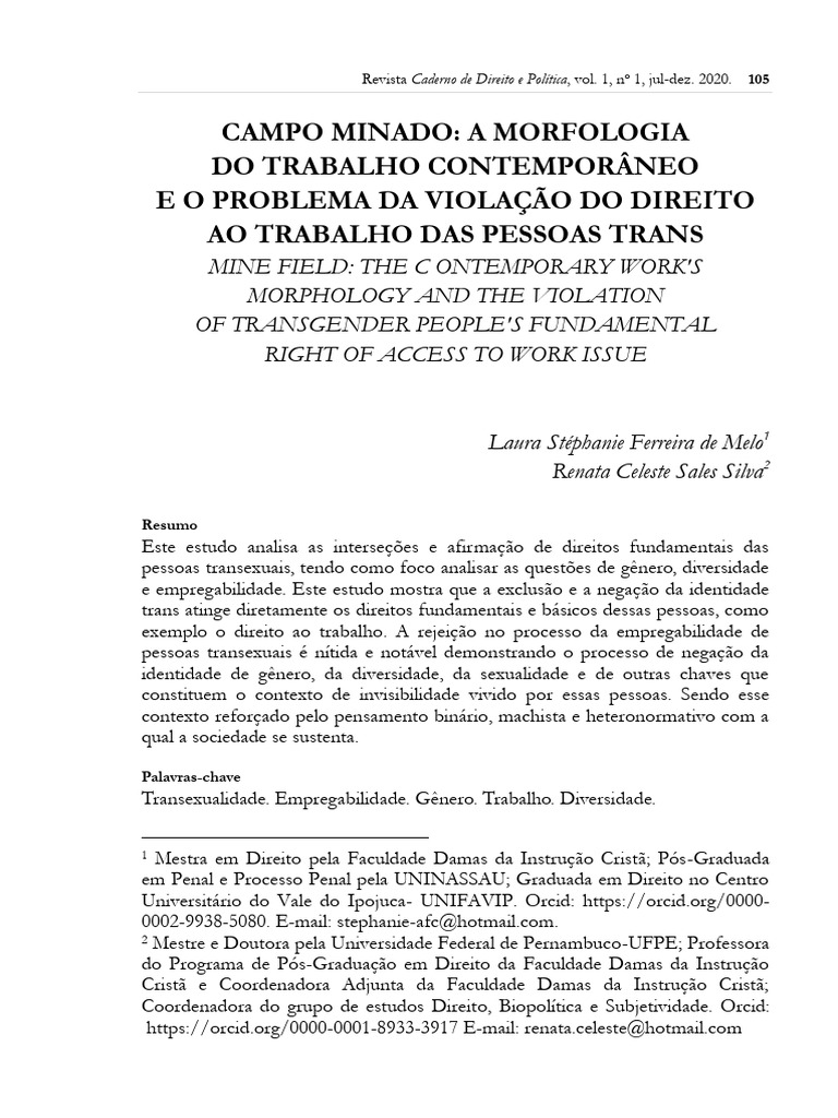 DE MELO, Laura Stéphanie Ferreira; SILVA, Renata Celeste Sales. CAMPO MINADO_ A MORFOLOGIA DO ...