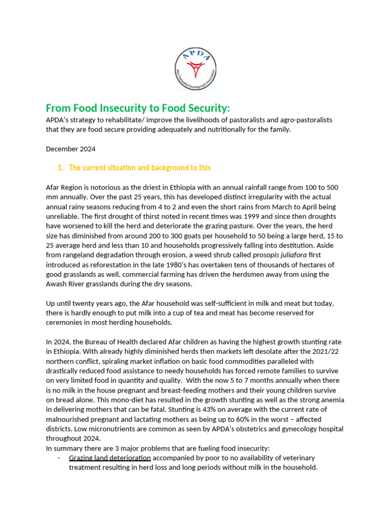 Food Security Strategies for Afar Pastoralists | PDF | Pastoralism ...