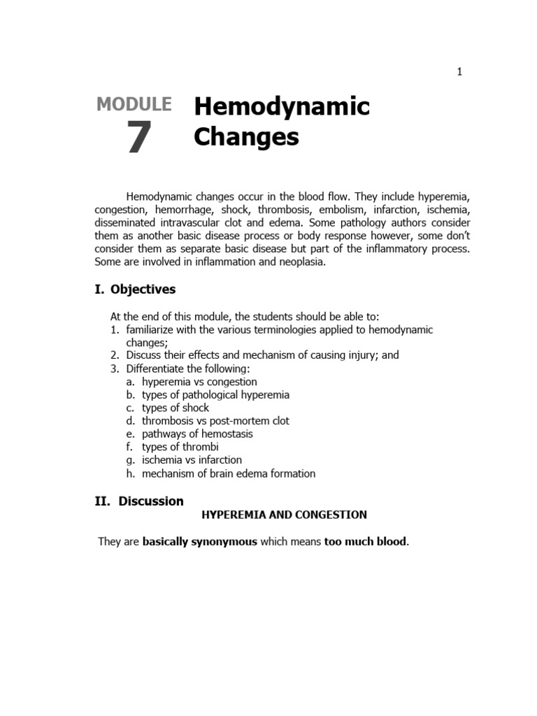 Module 7 - Hemodynamic Changes | PDF | Thrombus | Coagulation