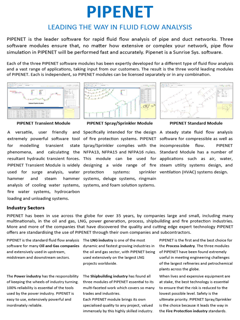 Pipenet Brochure | PDF | Pump | Pipe (Fluid Conveyance)