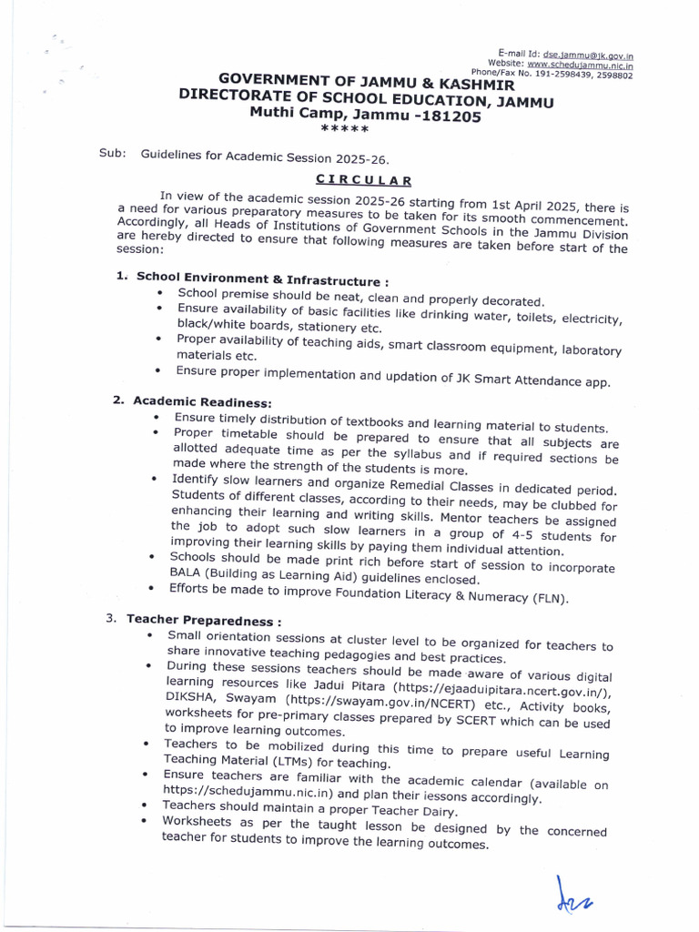 Guidlines For Academic Session 2025-26. | PDF | Learning | Cognition