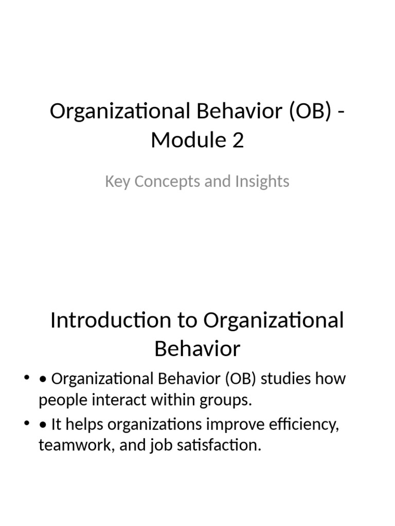Organizational Behavior Module2 | PDF