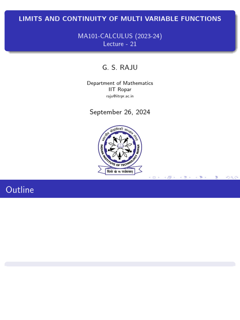 MA101(2024-25)-Lecture-22-1 | PDF | Continuous Function | Calculus