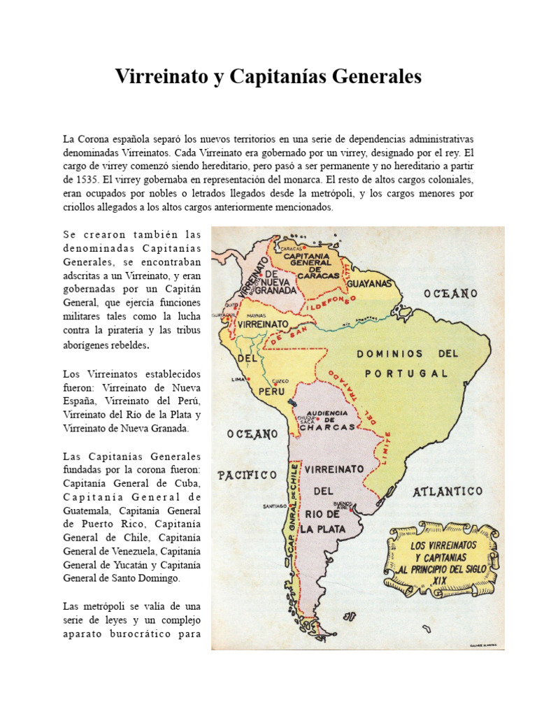 Virreinatos y Capitanías Generales en América | PDF | Nueva españa ...