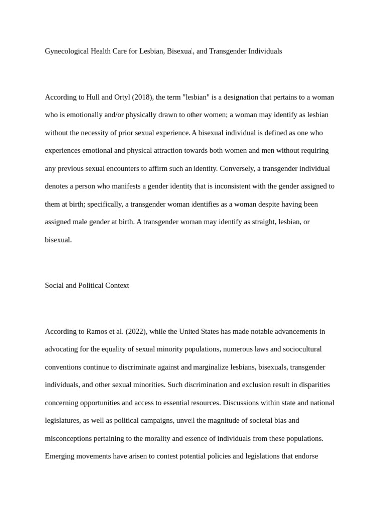 Gynecological Health Care For LBT | PDF | LGBTQIA+ Studies | Transgender