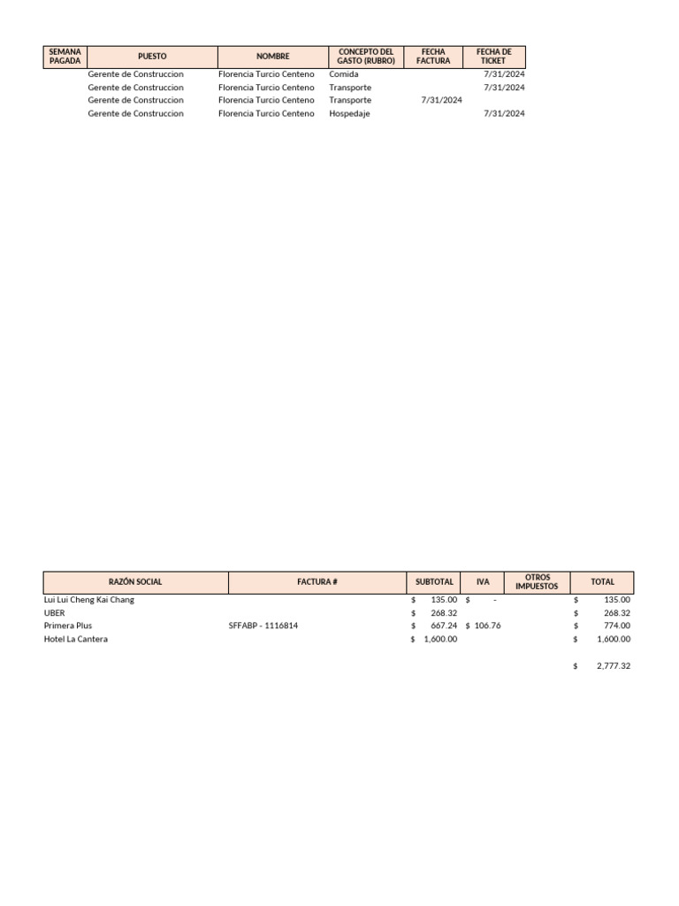 Formato de Gastos 010824 | PDF