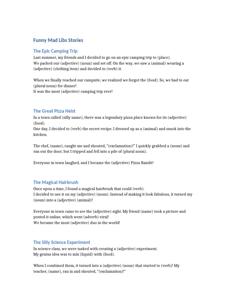 Funny Mad Libs | PDF