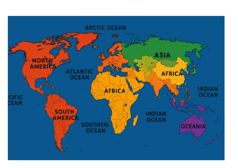 Carte Du Monde Continents Et Oceans | PDF