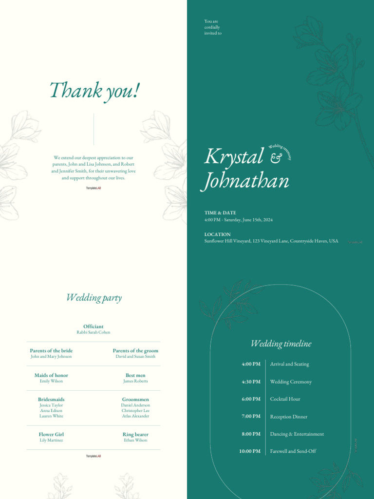 Folded Wedding Program Template | PDF