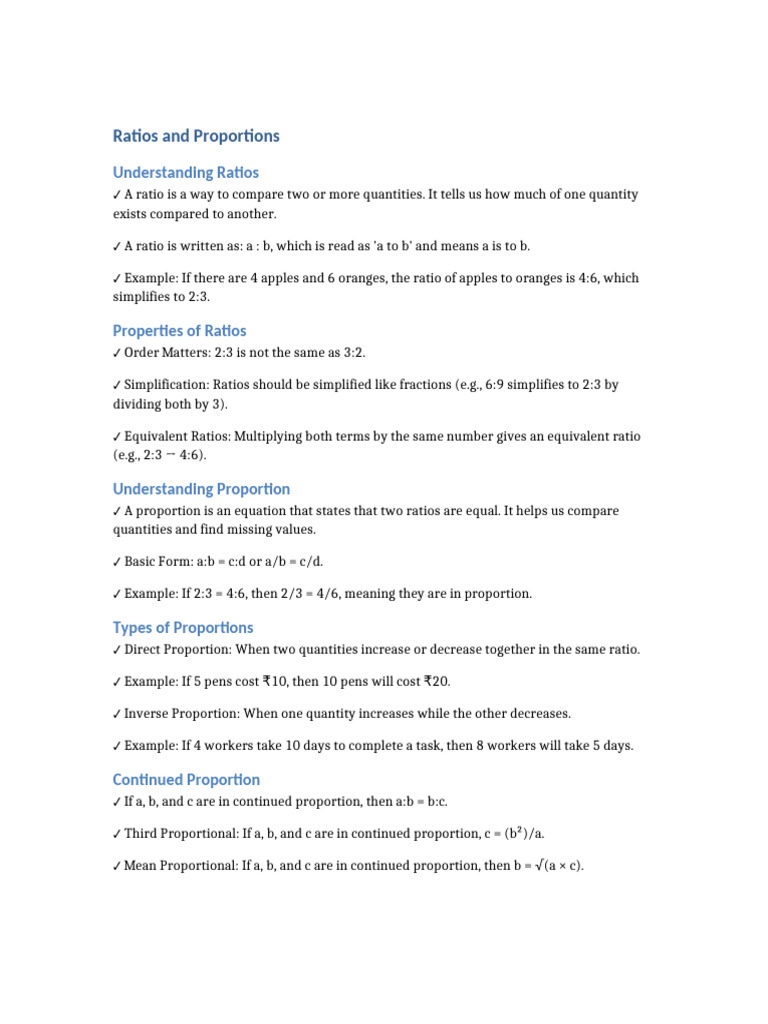 Ratios Proportions | PDF