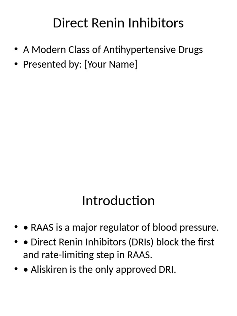 Direct Renin Inhibitors Presentation | PDF