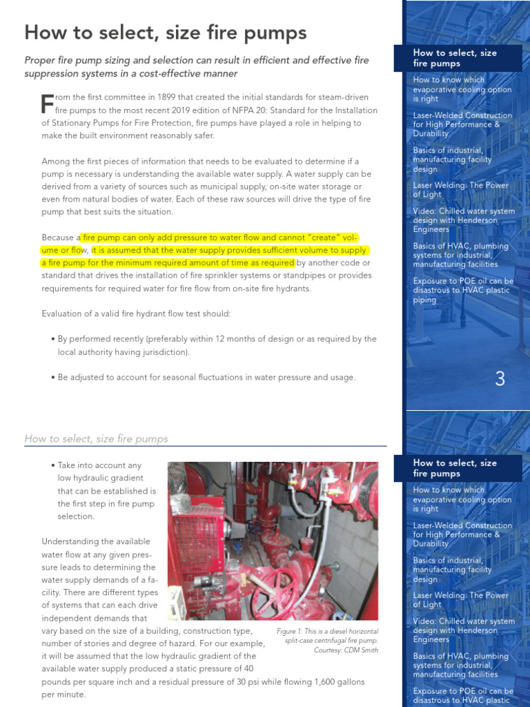 How To Select Fire Pump | PDF | Pump | Fire Sprinkler System