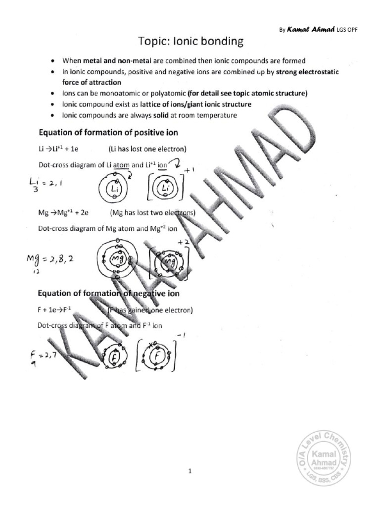 Ionic and Covalent Bonding-Notes-OL | PDF | Chemical Bond | Chemical ...