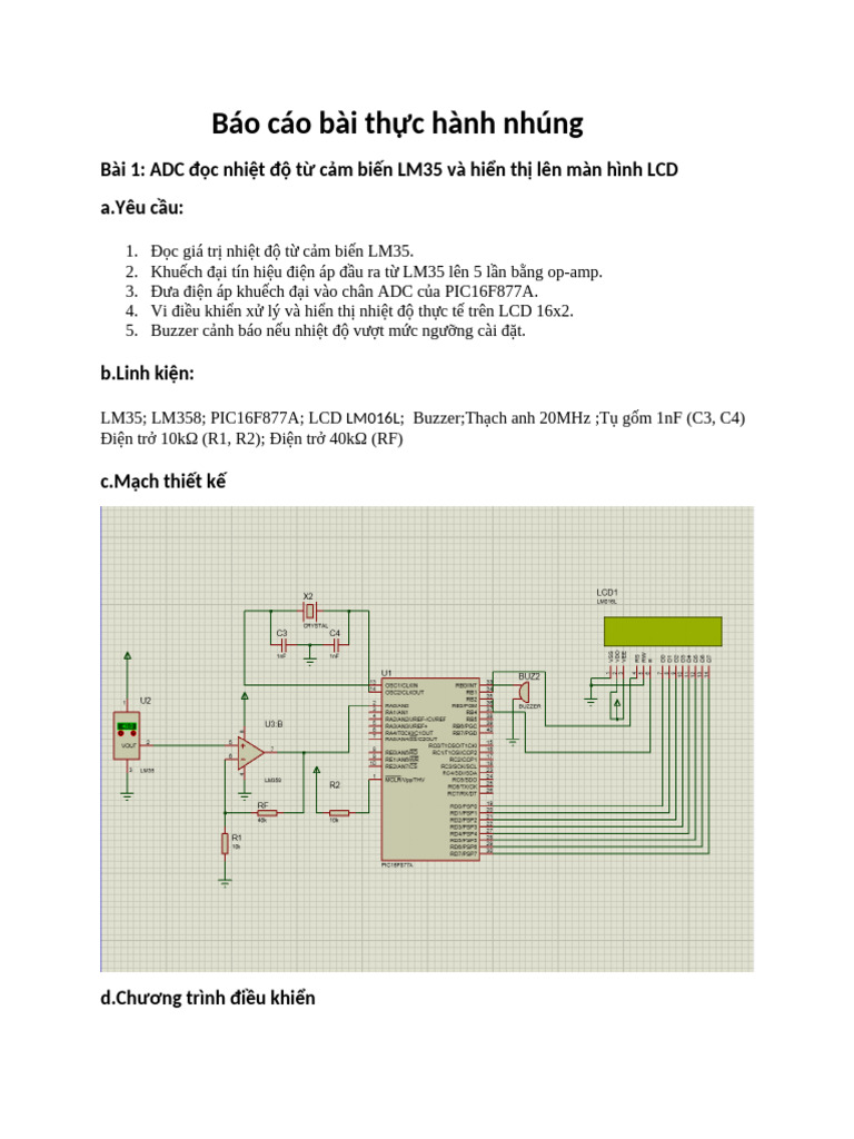 Báo Cáo Bài TH C Hành Nhúng | PDF