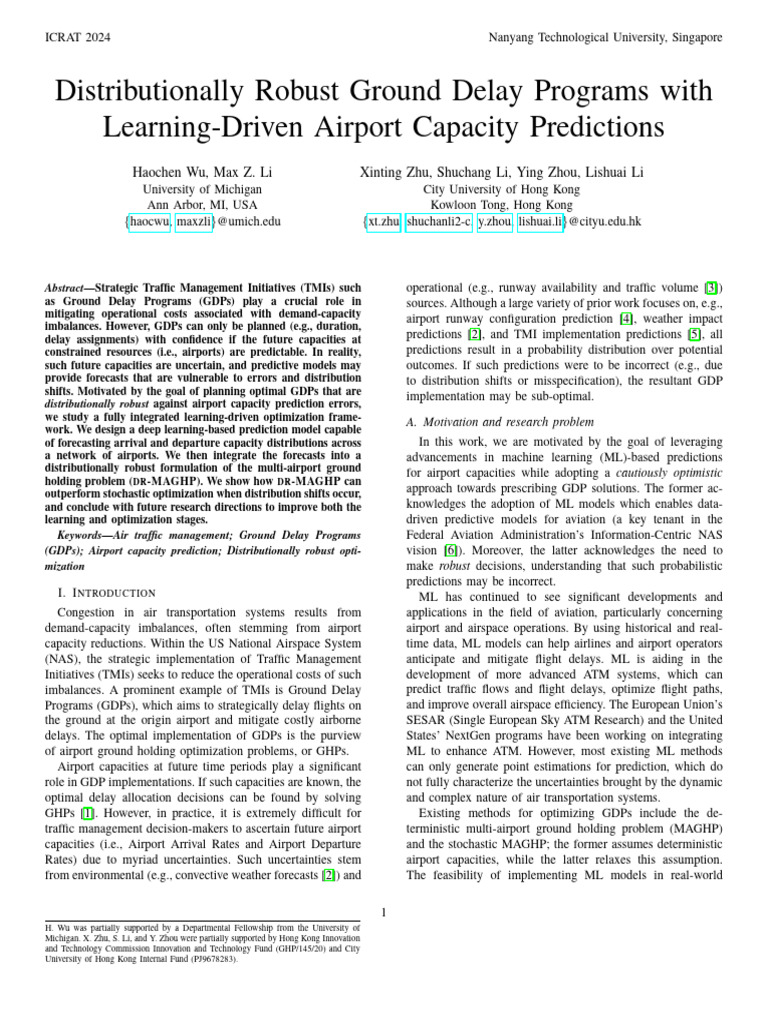 Distributionally Robust Ground Delay Programs With | PDF | Prediction | Mathematical Optimization