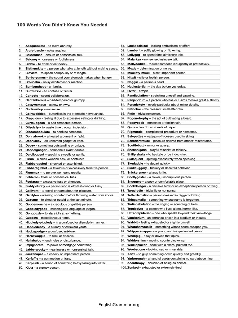 100 Uncommon Words You Need to Know | PDF
