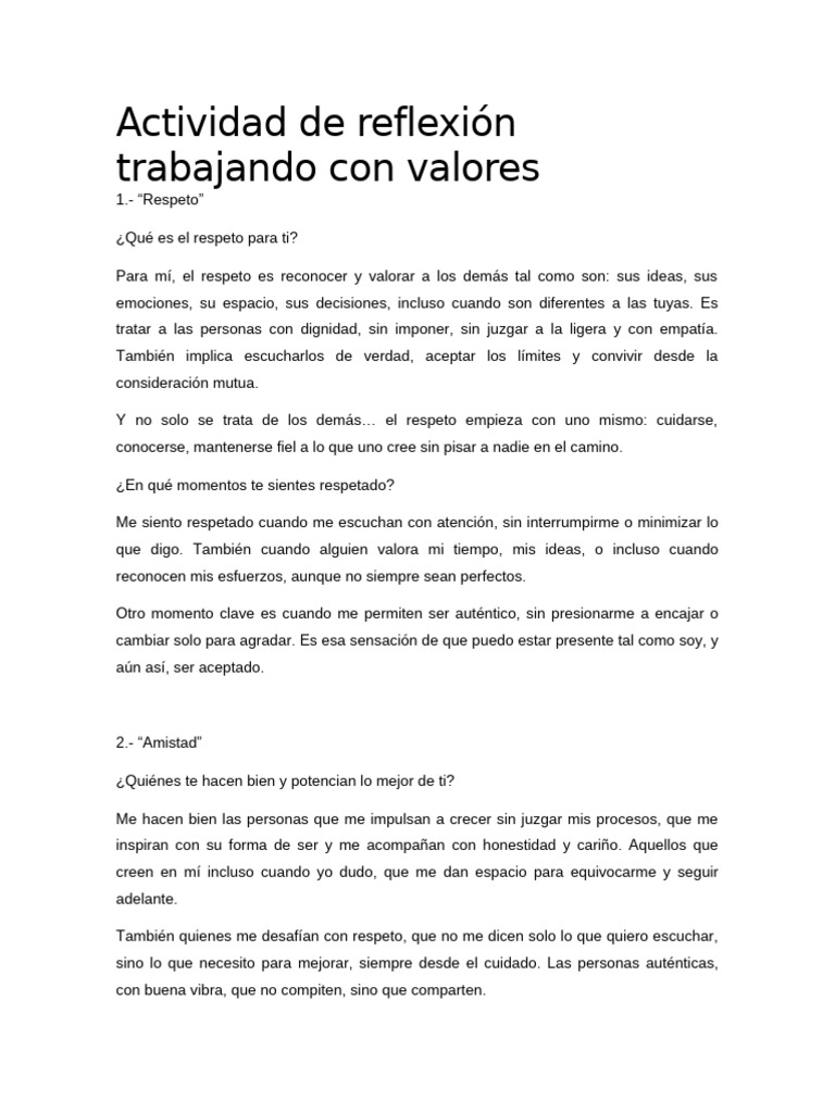 Valor del compañerismo y respeto | PDF