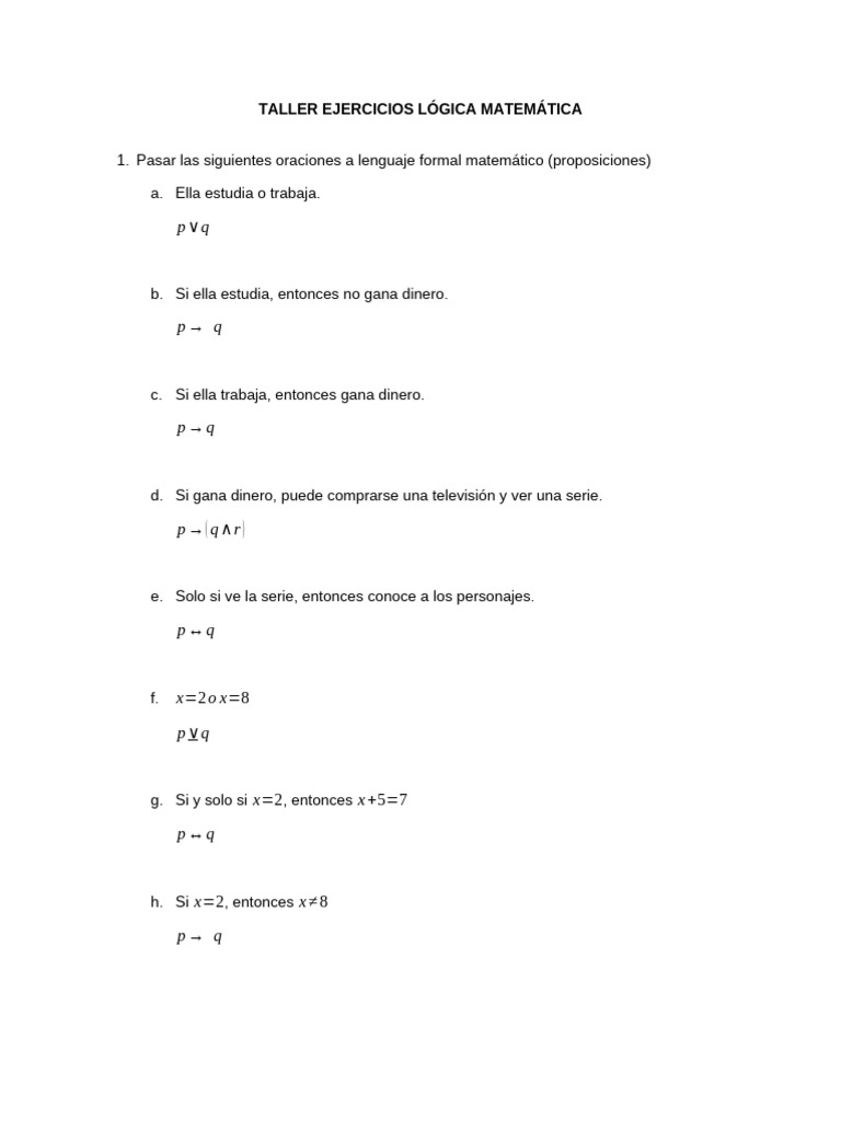 Ejercicios de Lógica Matemática | PDF | Proposición | Lógica