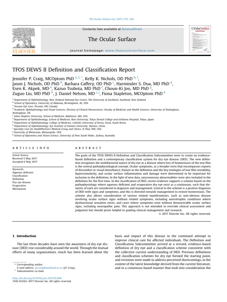 TFOS DEWS II Definition and Classification Report | PDF | Medical ...