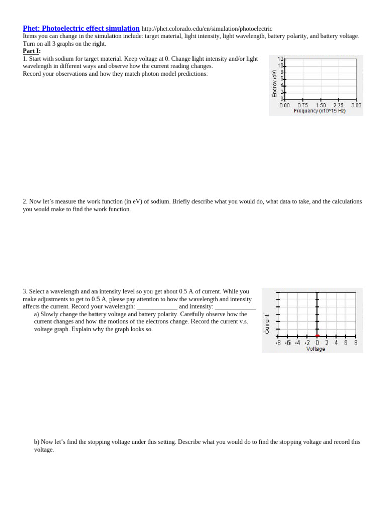 Photoelectric Effect Simulation Guide | PDF