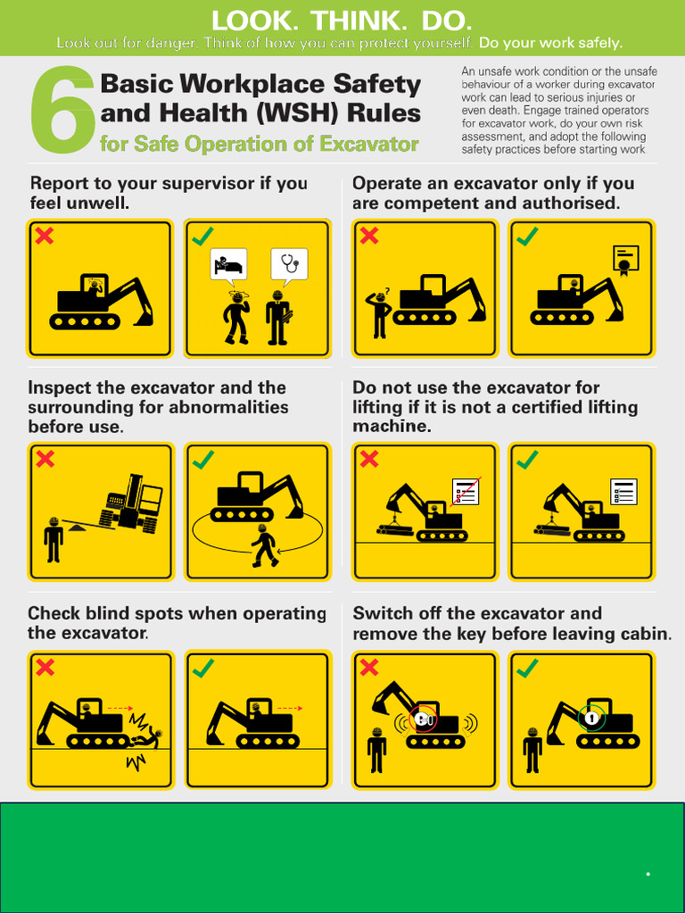 6 Basic Workplace Safety and Health WSH Rules For Safe Operation of Excavator | PDF