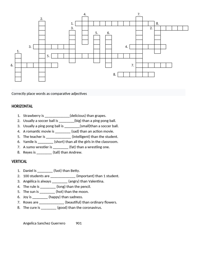 Adjetives Comparatives Games Grammar Guides 125809 | PDF