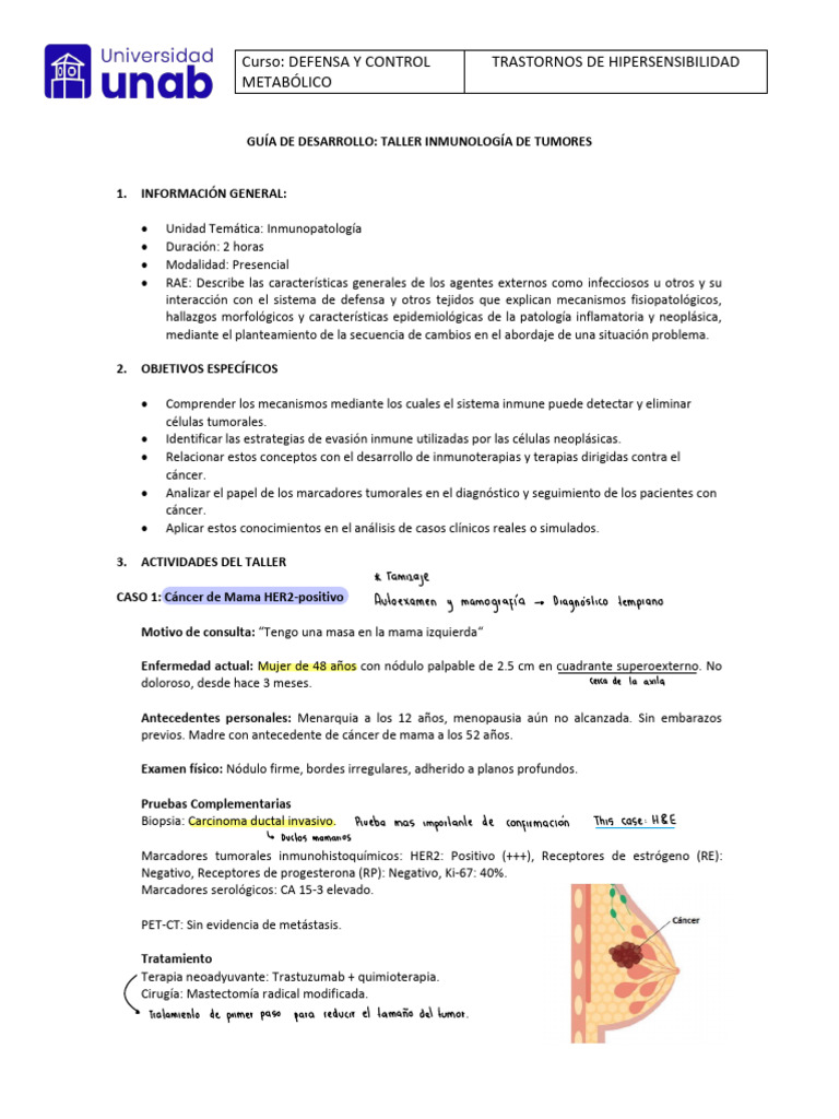 Guía Taller Inmunología de Tumores | PDF | Cáncer | Neoplasias