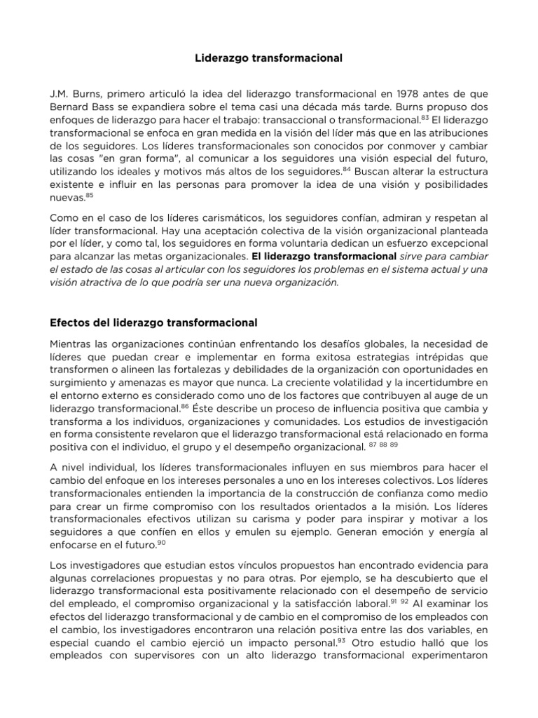 Liderazgo Transformacional | PDF | Liderazgo | Ciencias del comportamiento