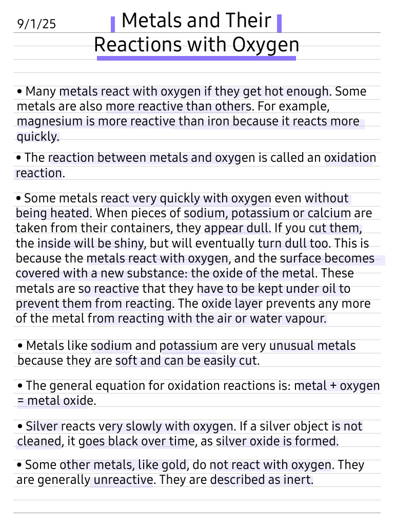 Metals and Their Reactions With Oxygen | PDF | Rust | Iron