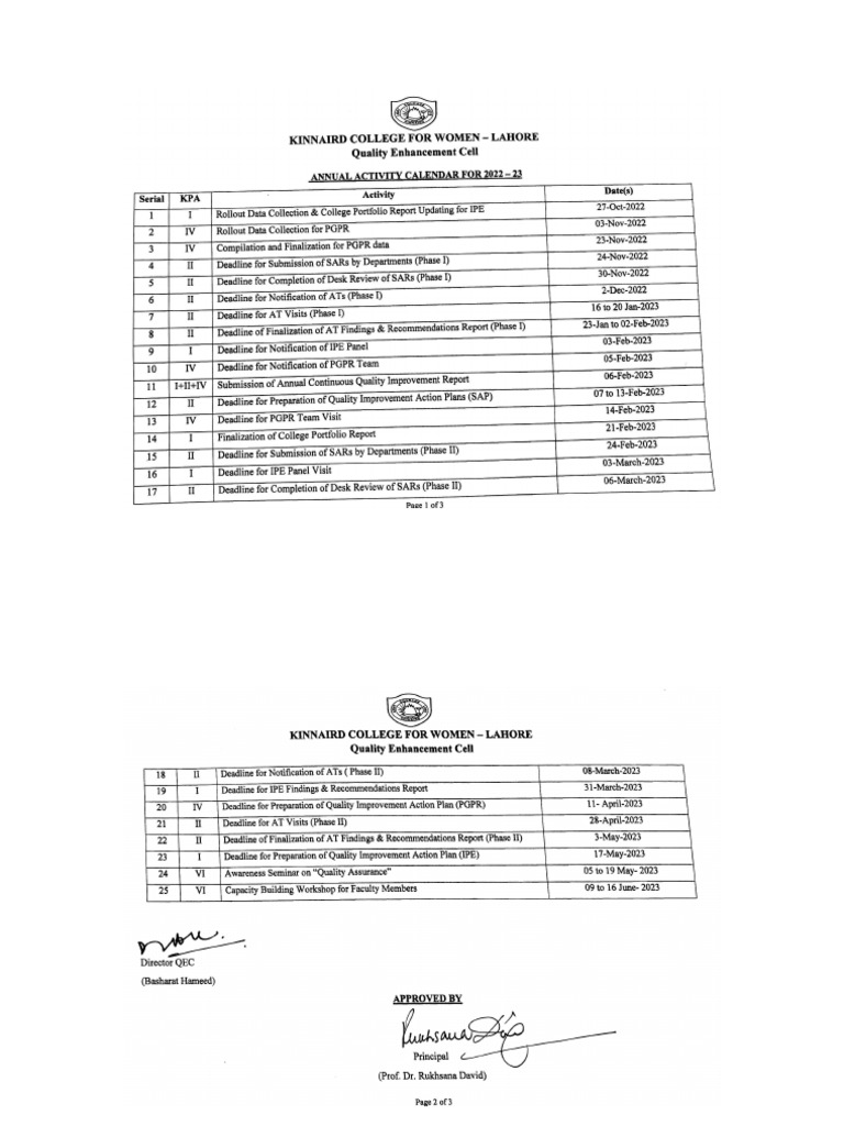 Annual Activity Calendar 2022 2023 | PDF