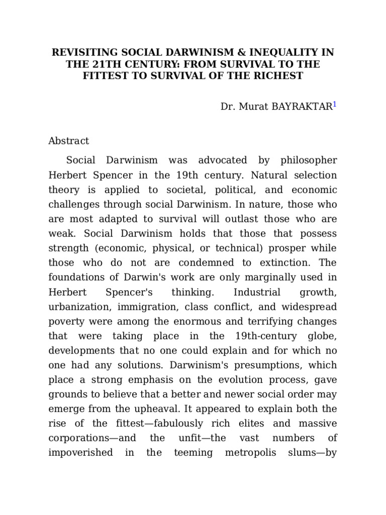 Social Darwinism and Modern Inequality | PDF | Economic Inequality ...