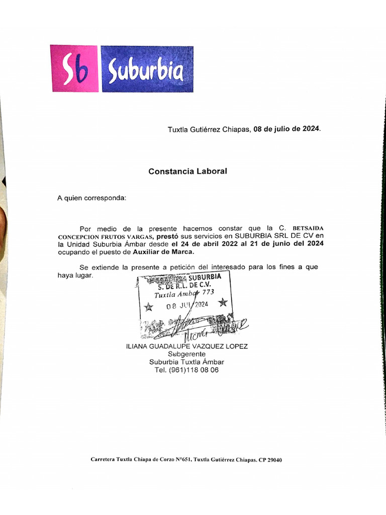 Constancia Laboral | PDF