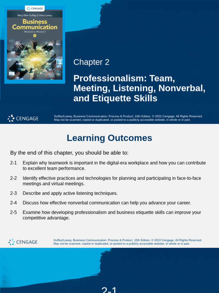 Guffey - Ch02 - Professionalism - Team, Meeting, Listening, Nonverbal ...